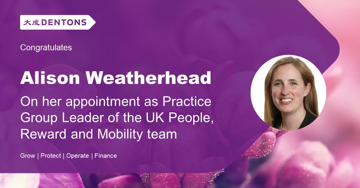 Dentons - Dentons appoints Alison Weatherhead as practice group leader ...